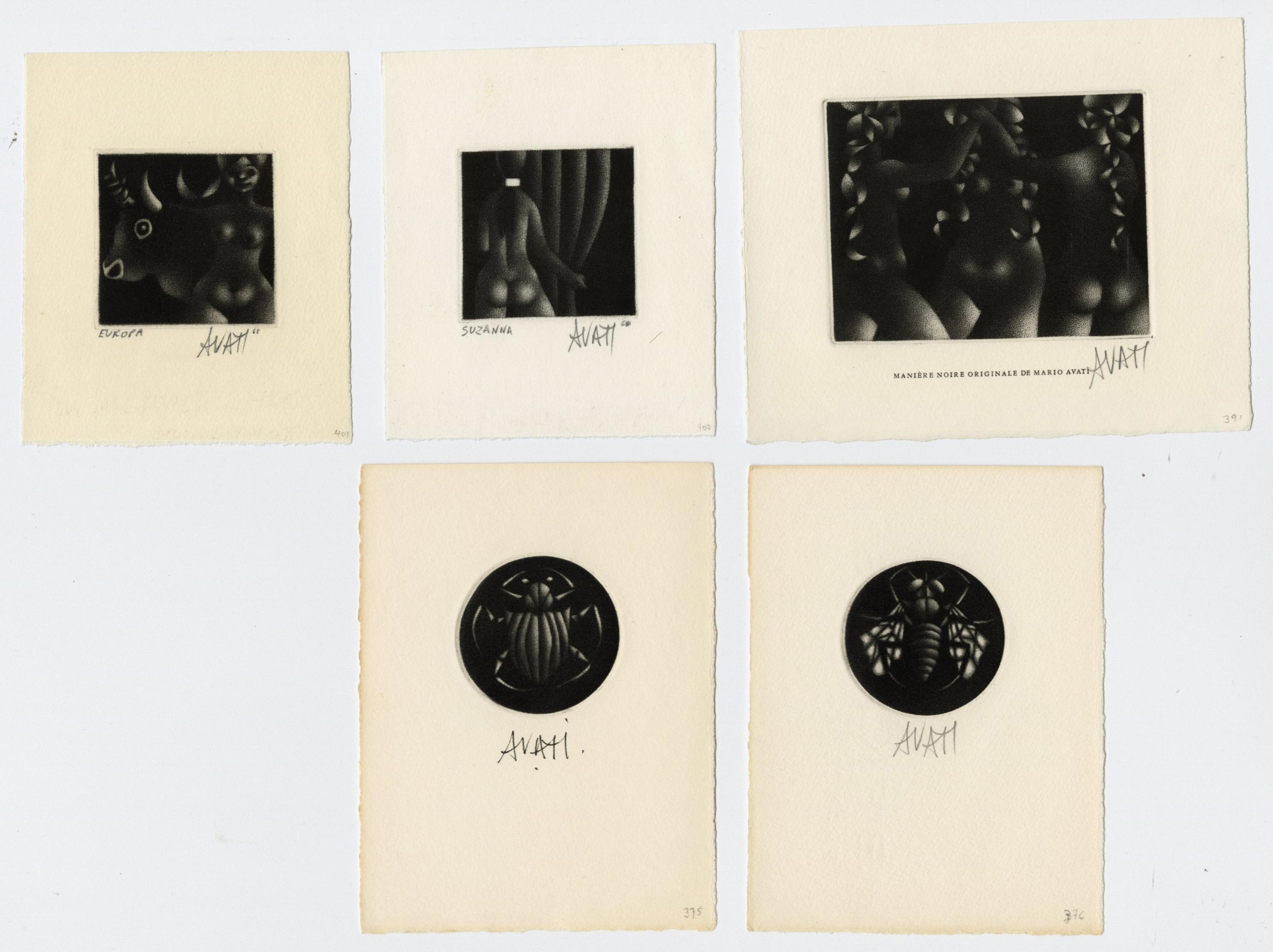 Mario Avati | Group of Nine Small Mezzotints (1966 - 1970) | MutualArt