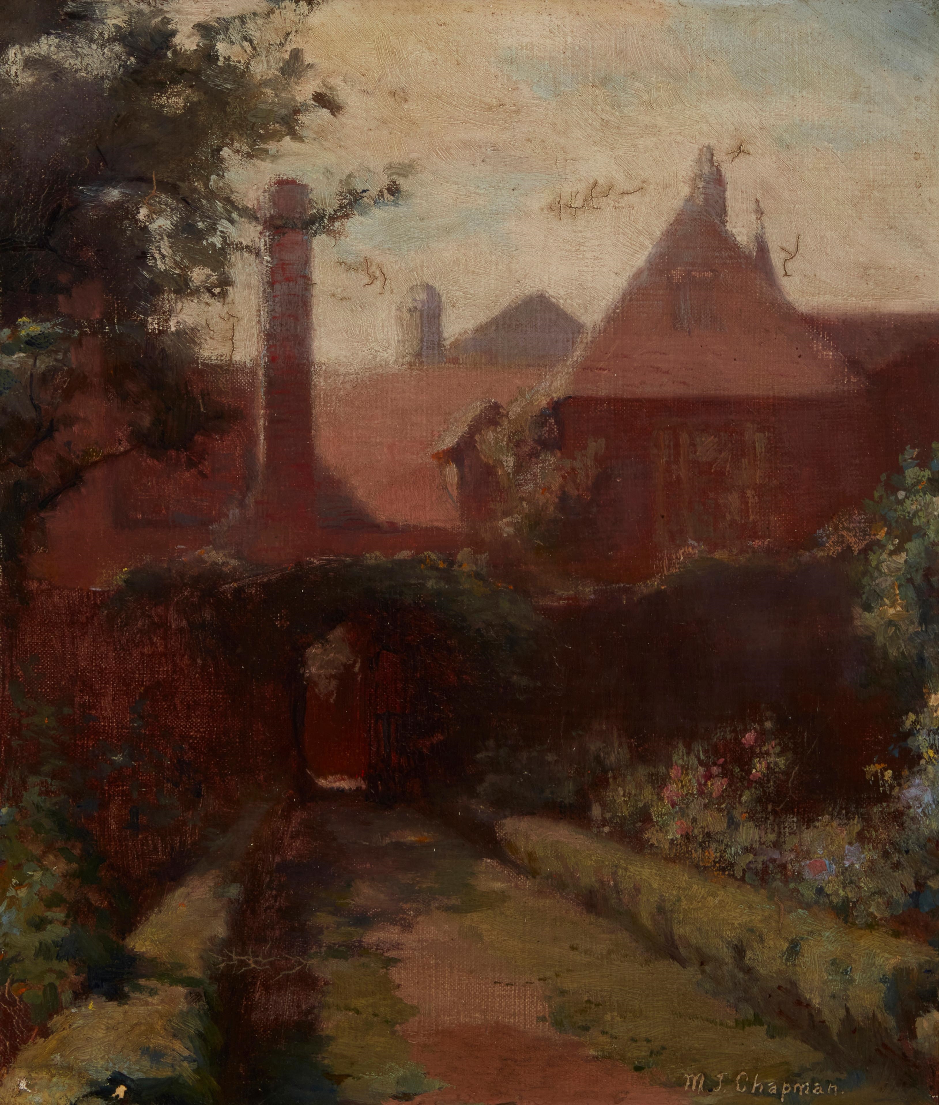 Minerva Chapman | Path leading to a house; Vase of flowers, 1910 (1910 ...