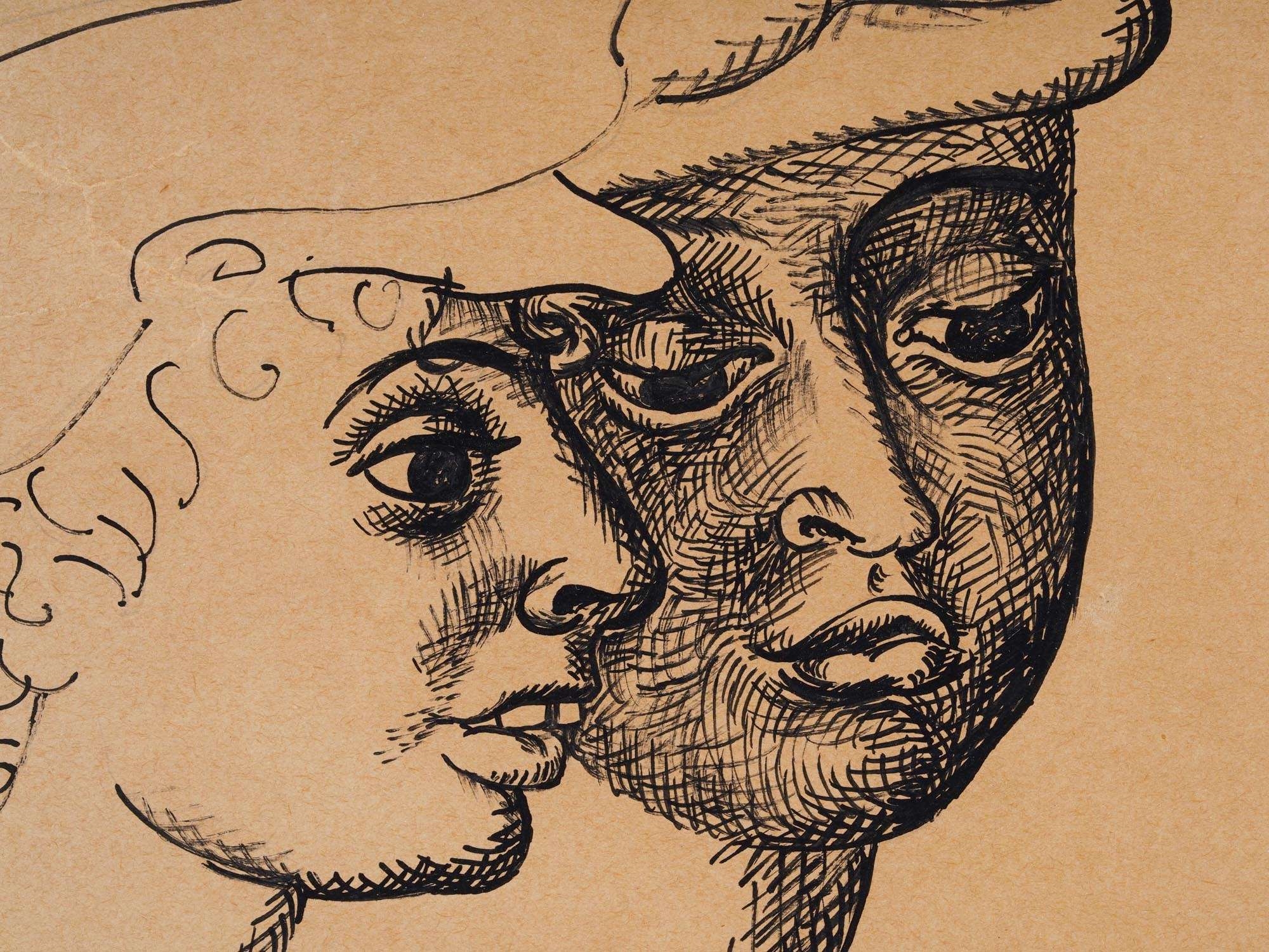 Marc Chagall | Ink drawing on paper. The sketch depicts a boy playing ...