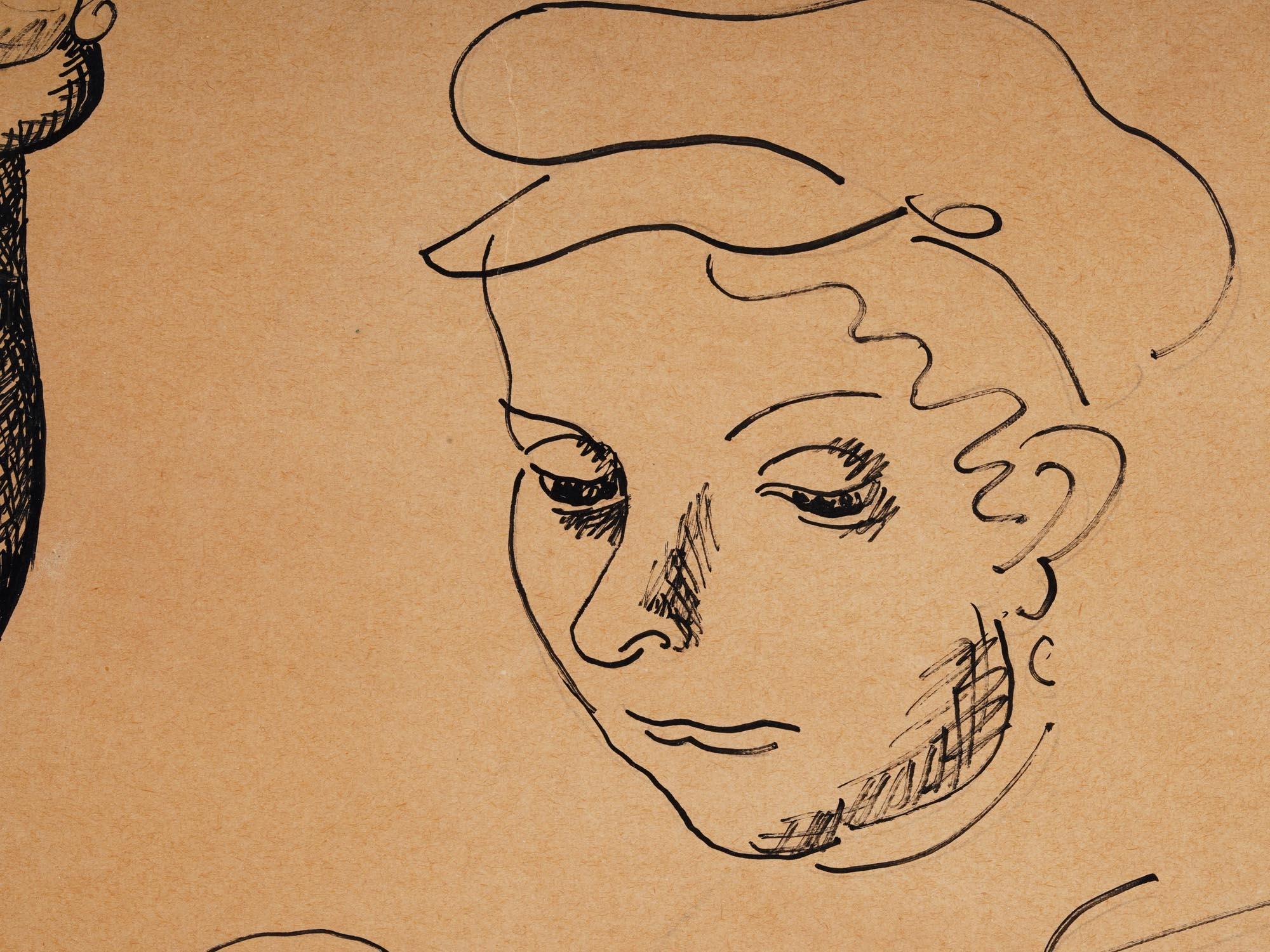 Marc Chagall | Ink drawing on paper. The sketch depicts a boy playing ...