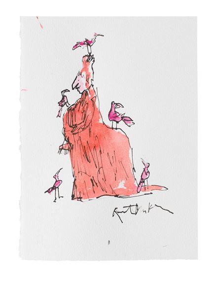 Quentin Blake | Edwardian Lady with Birds (unframed) (2023) | MutualArt