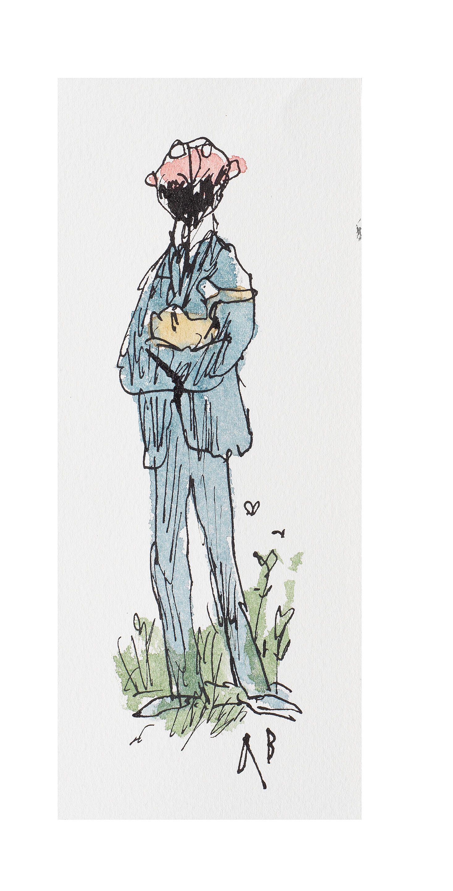Quentin Blake | Gentleman with Bird No.1 (unframed) (2023) | MutualArt