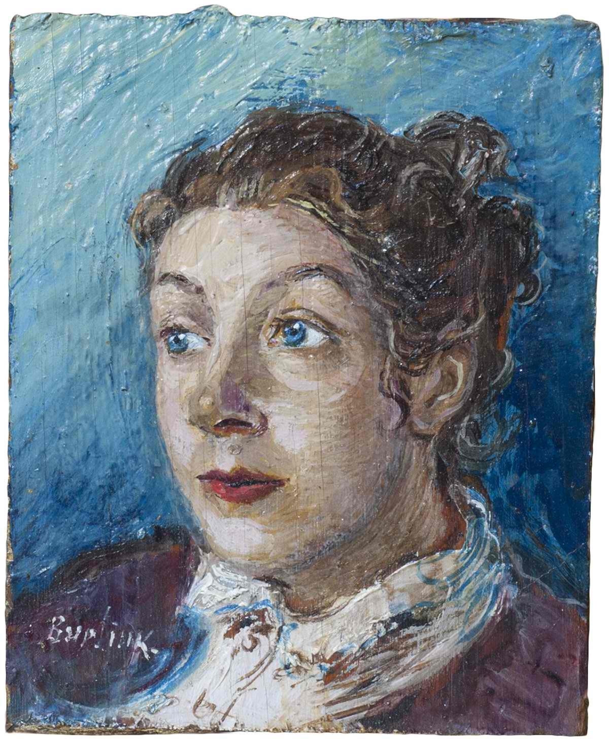 David Burliuk | Marusya (portrait of his wife) (1950s) | MutualArt