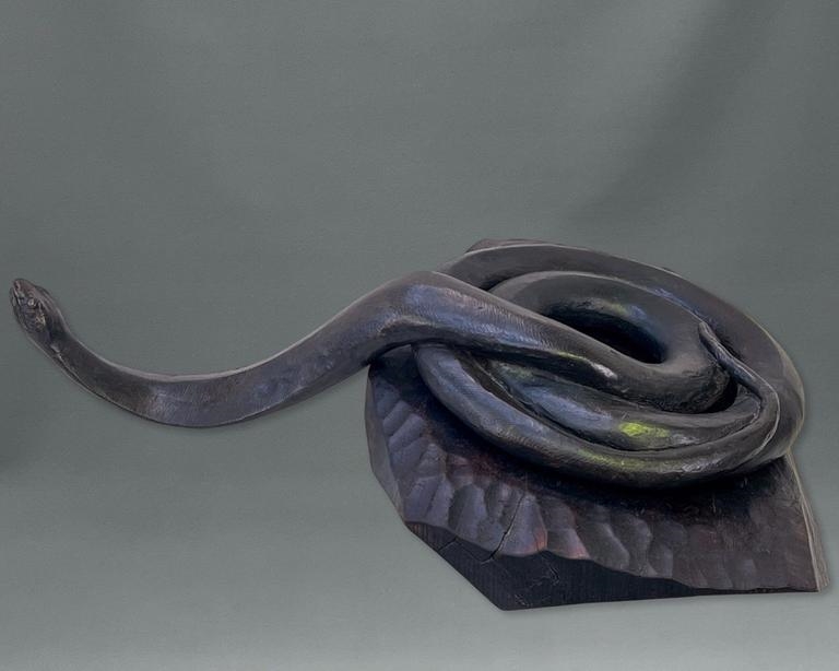 Stephen Walker | STEPHEN WALKER BRONZE SNAKE SCULPTURE ON TIMBER BASE ...