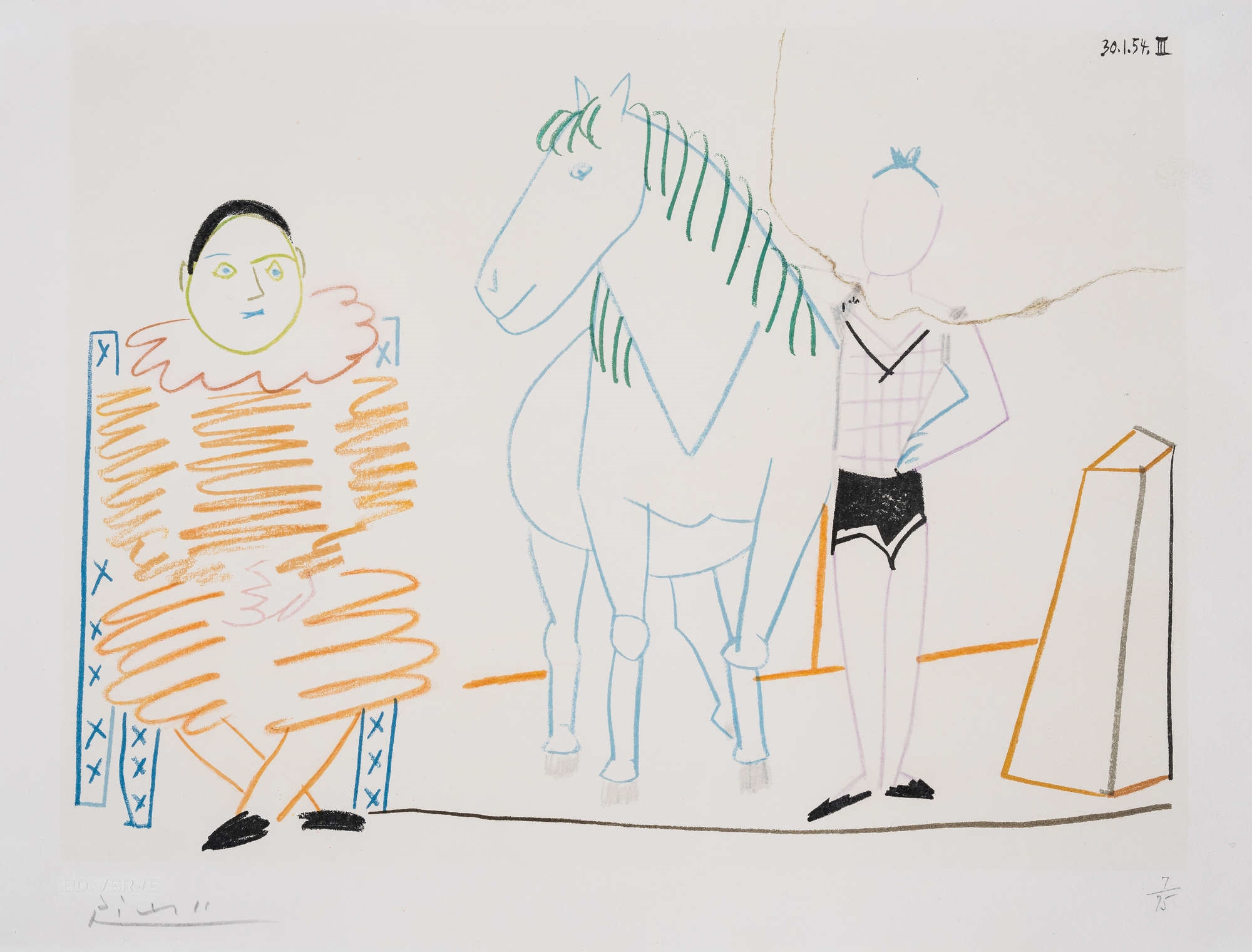Pablo Picasso | Clown Acrobat and Horse (1958) | MutualArt