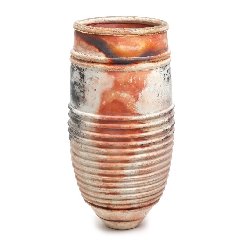 Aase Haugaard | Earthenware floor vase modeled with horizontal bands ...