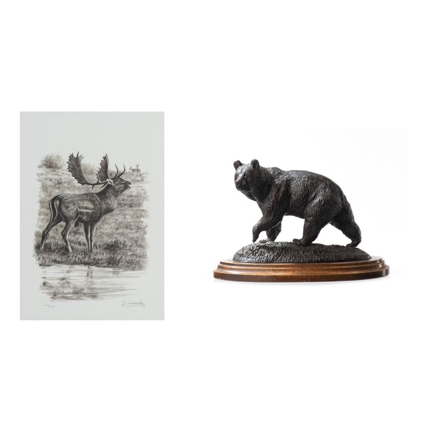 Josechu Lalanda | Ours marchant; Cerf | MutualArt