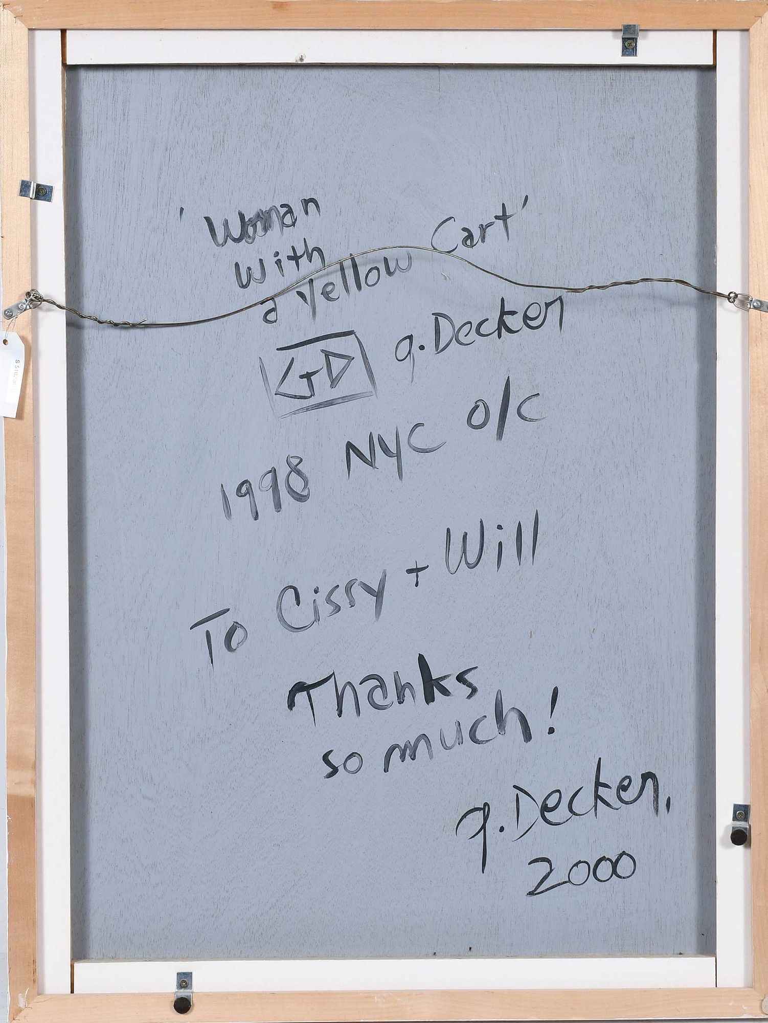 Greg Decker | Two paintings: Mirage (Man with a Cart); Woman with Yellow Cart (21st Century ...