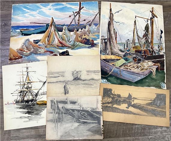 Eleanor Beatrice Acker | Grouping of seascapes and harbor scenes ...