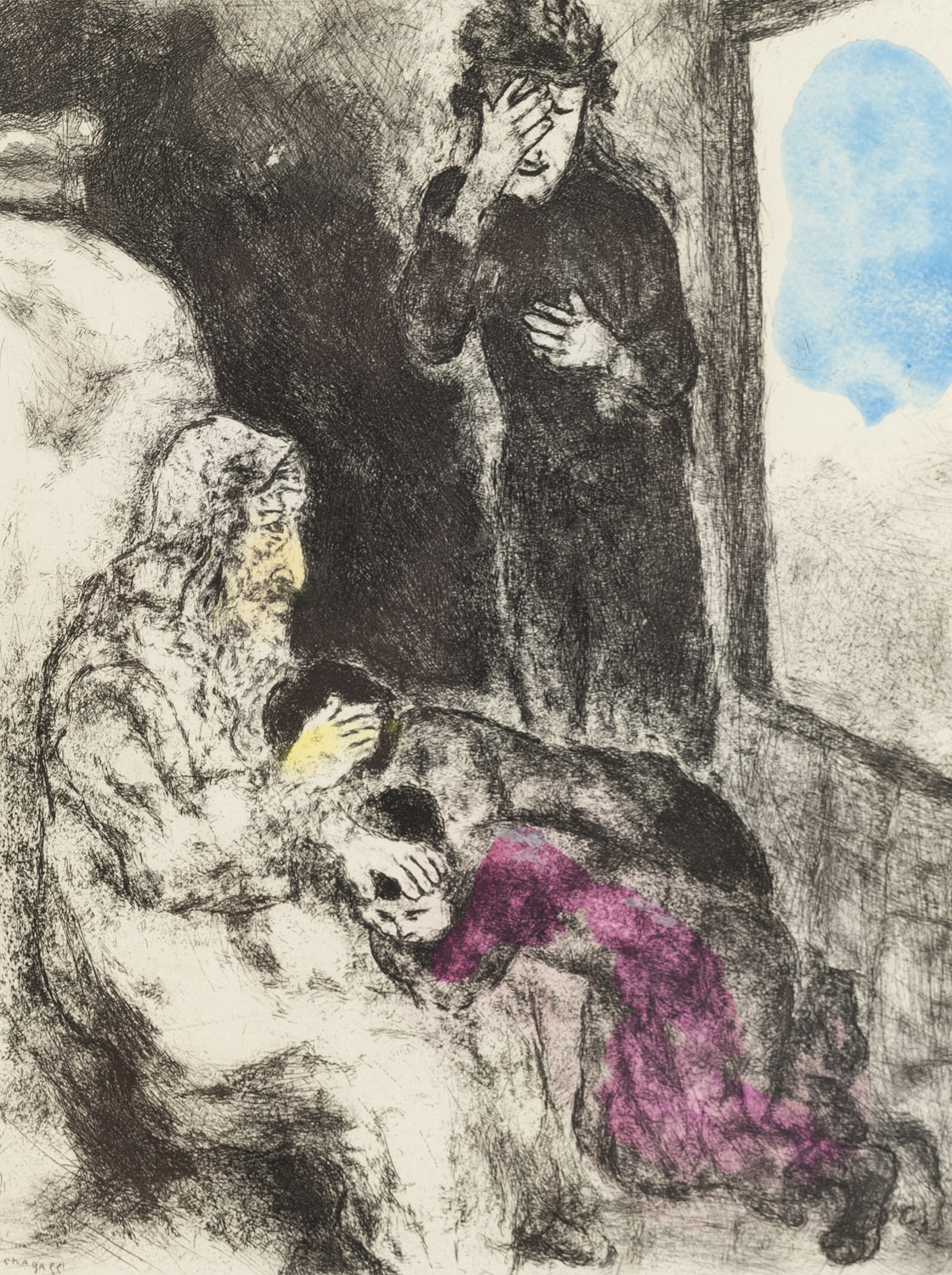Marc Chagall | Jacob Blessing the Sons of Joseph (1952) | MutualArt