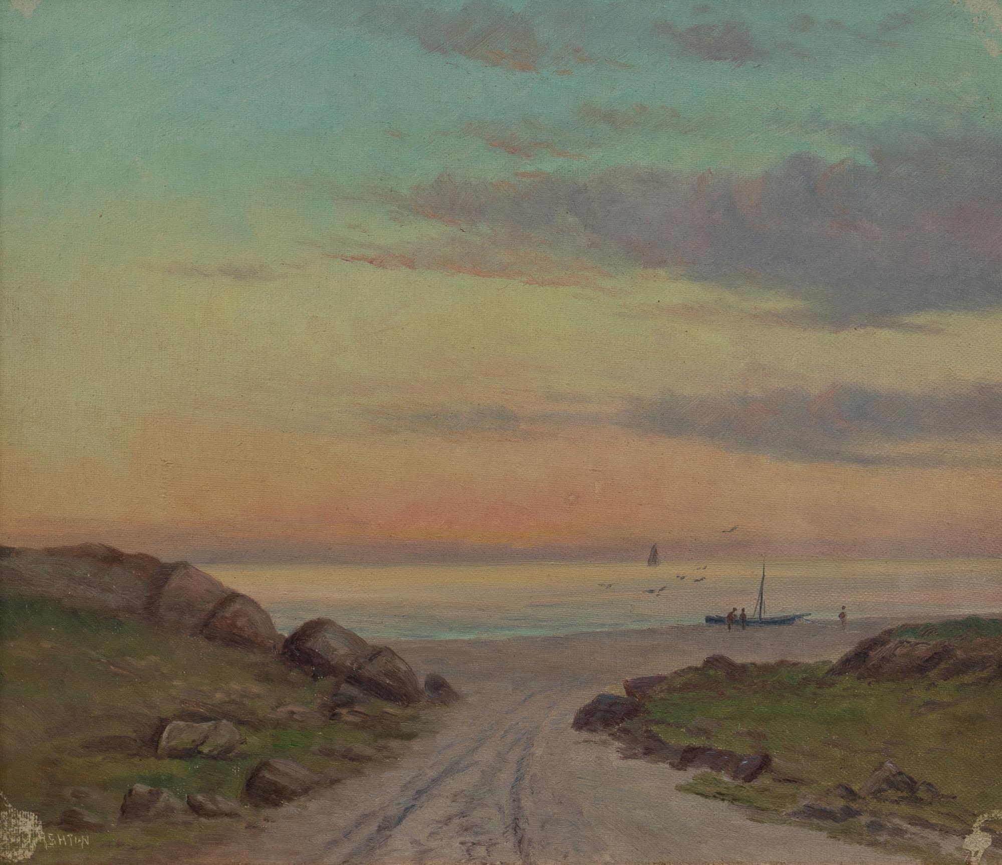 James Ashton | Coastal View with Boats | MutualArt