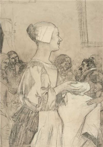 William John Wainwright | Interior scene with servant girl and male ...
