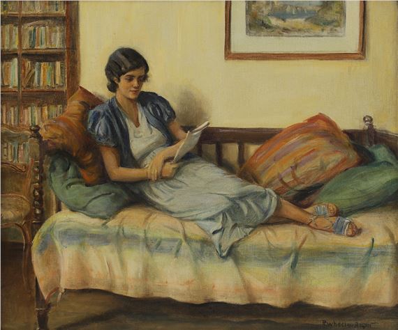 Roland Wheelwright | A young lady reading (1870) | MutualArt