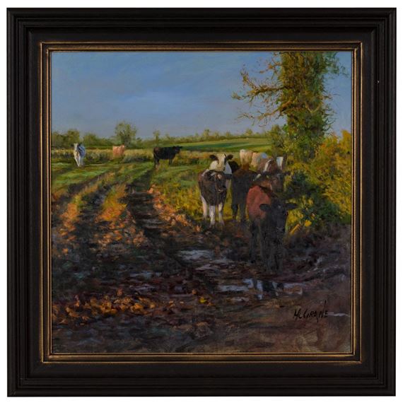 Henry McGrane | YOUNG CATTLE IN WINTER SUNLIGHT | MutualArt