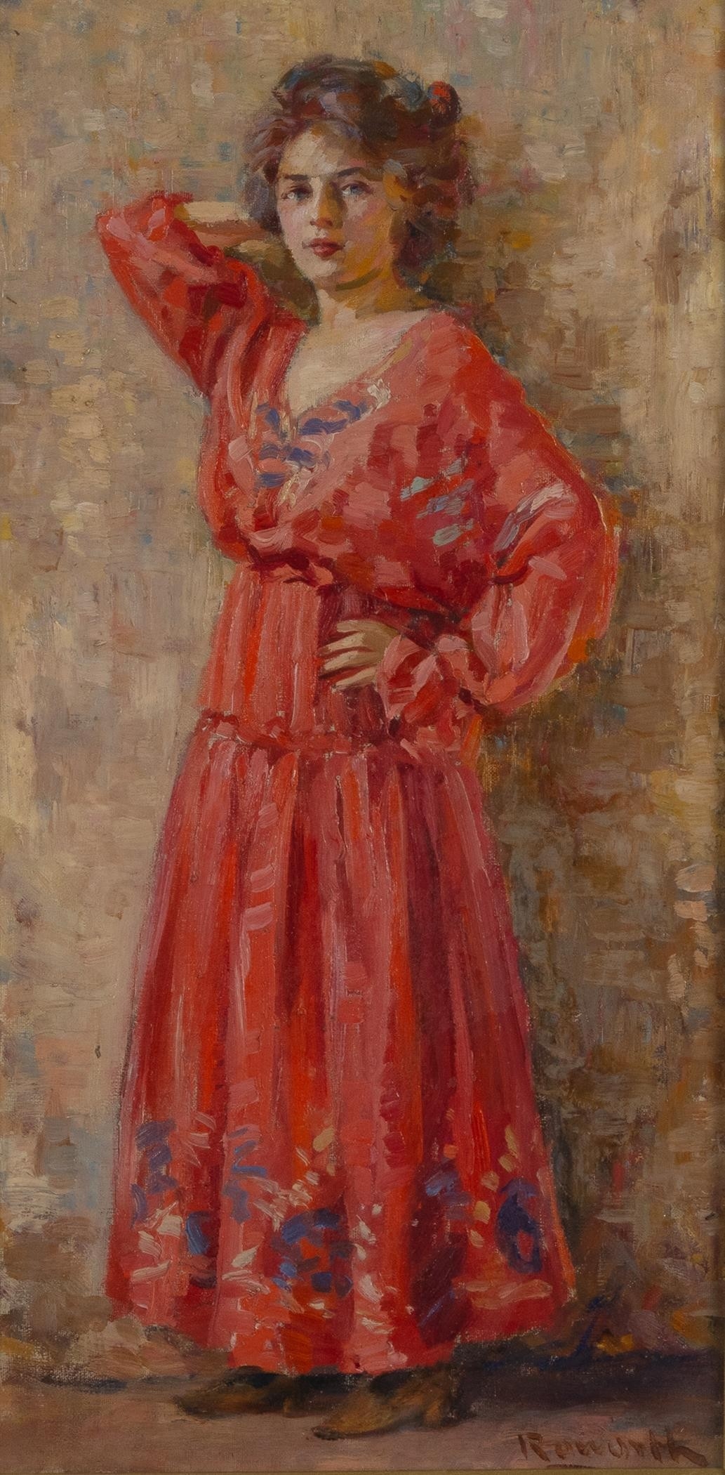 Edward Roworth | WOMAN IN A RED DRESS | MutualArt