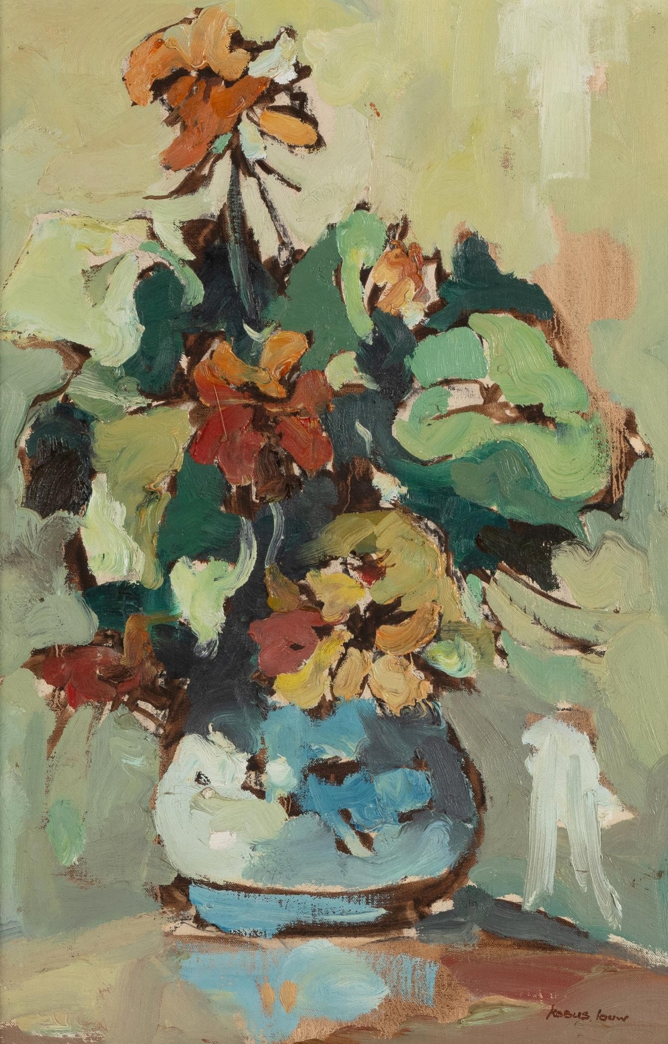 Kobus Louw | STILL LIFE WITH GREEN BACKGROUND | MutualArt