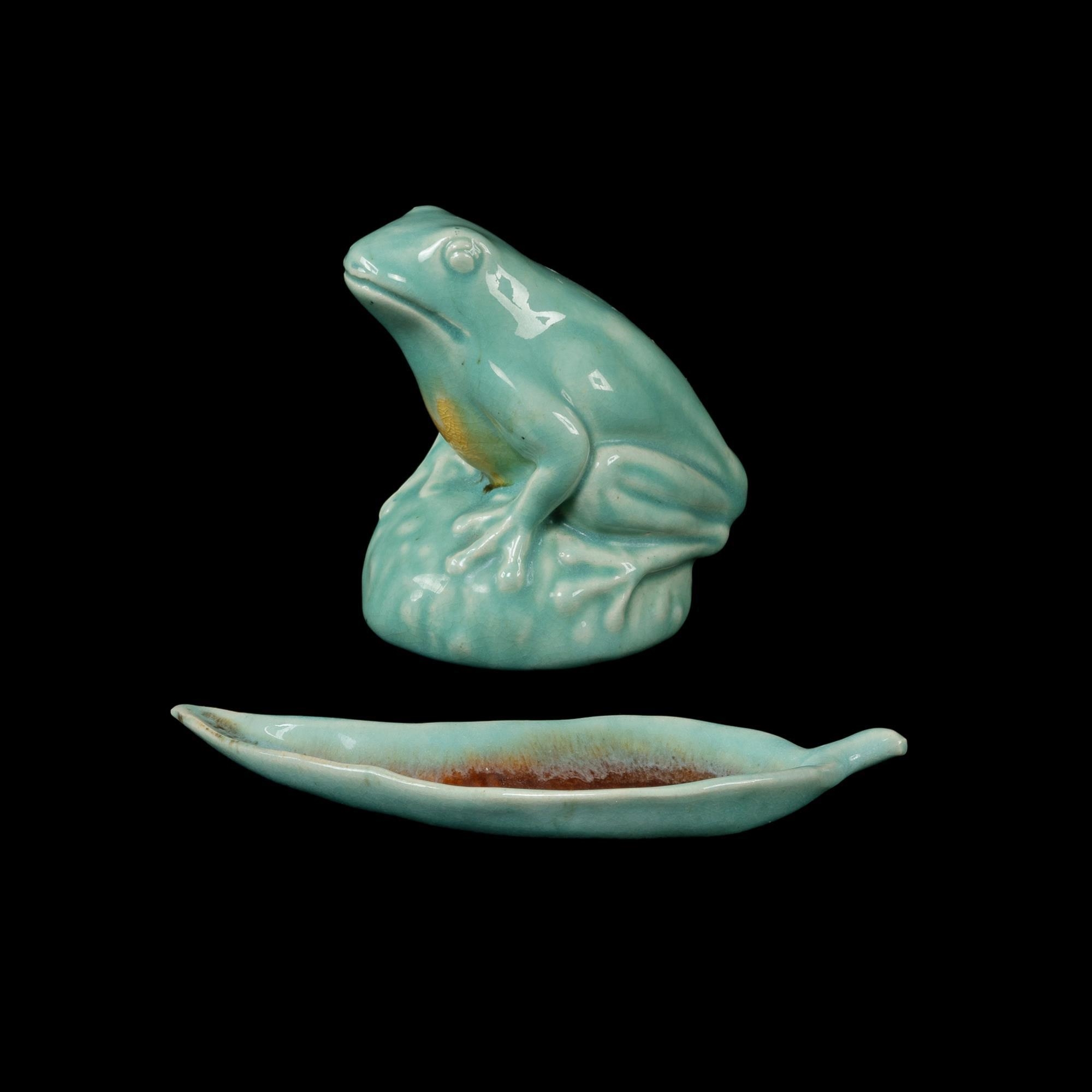 Nell Mccredie | Pottery Frog and Gum Leaf. With pale green glaze ...