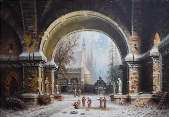 Albert Bredow | Monestary Garden in the Snow | MutualArt