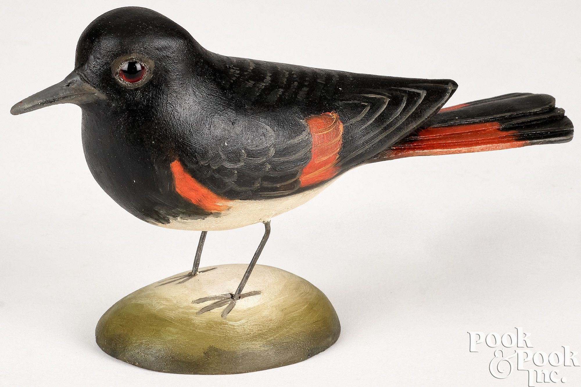 Frank S. Finney | folk art carved and painted American Redstart | MutualArt