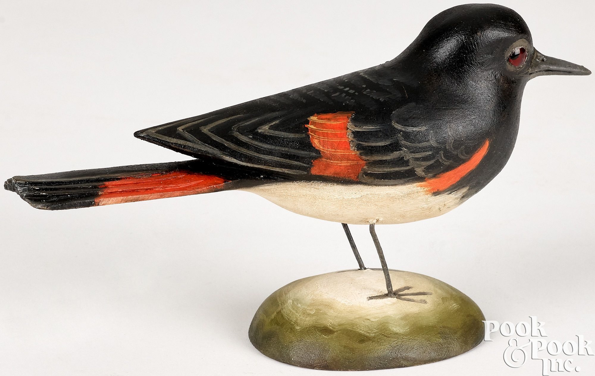 Frank S. Finney | folk art carved and painted American Redstart | MutualArt
