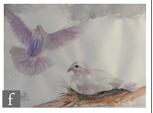 Philip Carpenter | A perched Dove and a Dove in flight | MutualArt