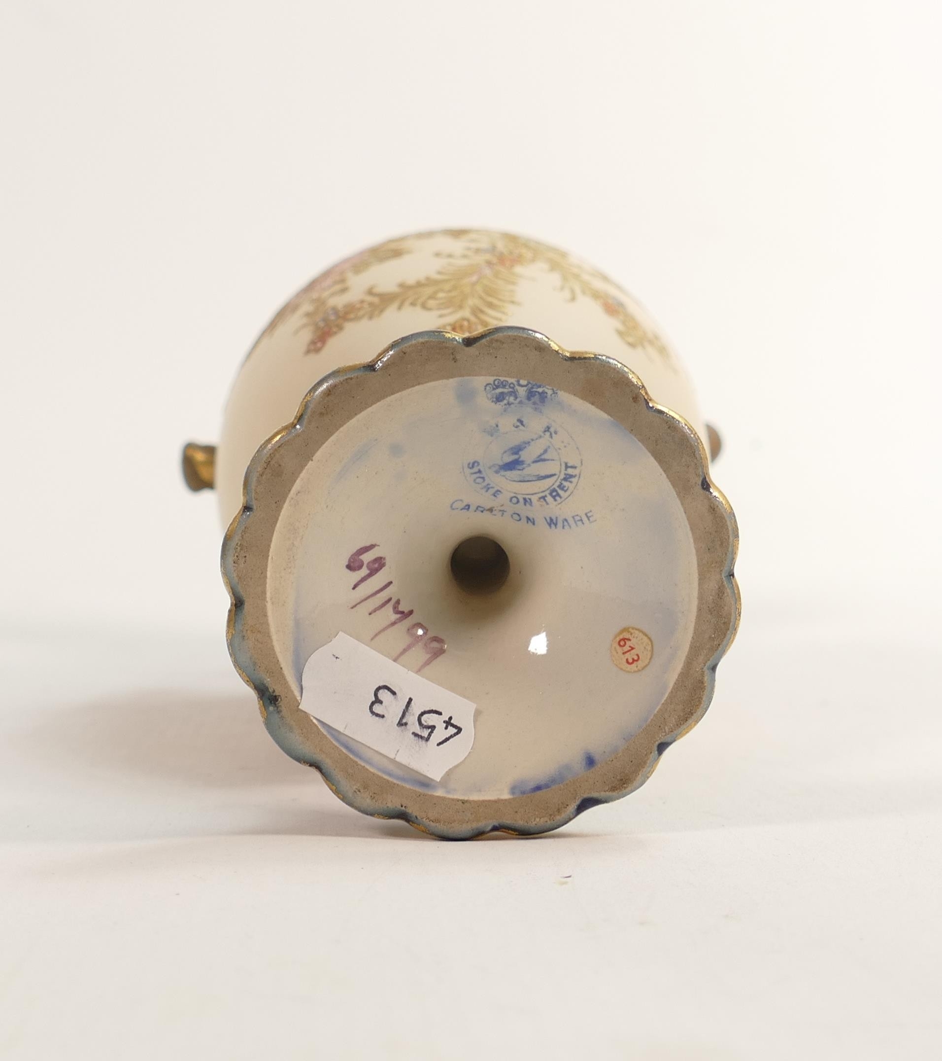 Robinson | Carlton Blush ware twin handled vase with floral ...