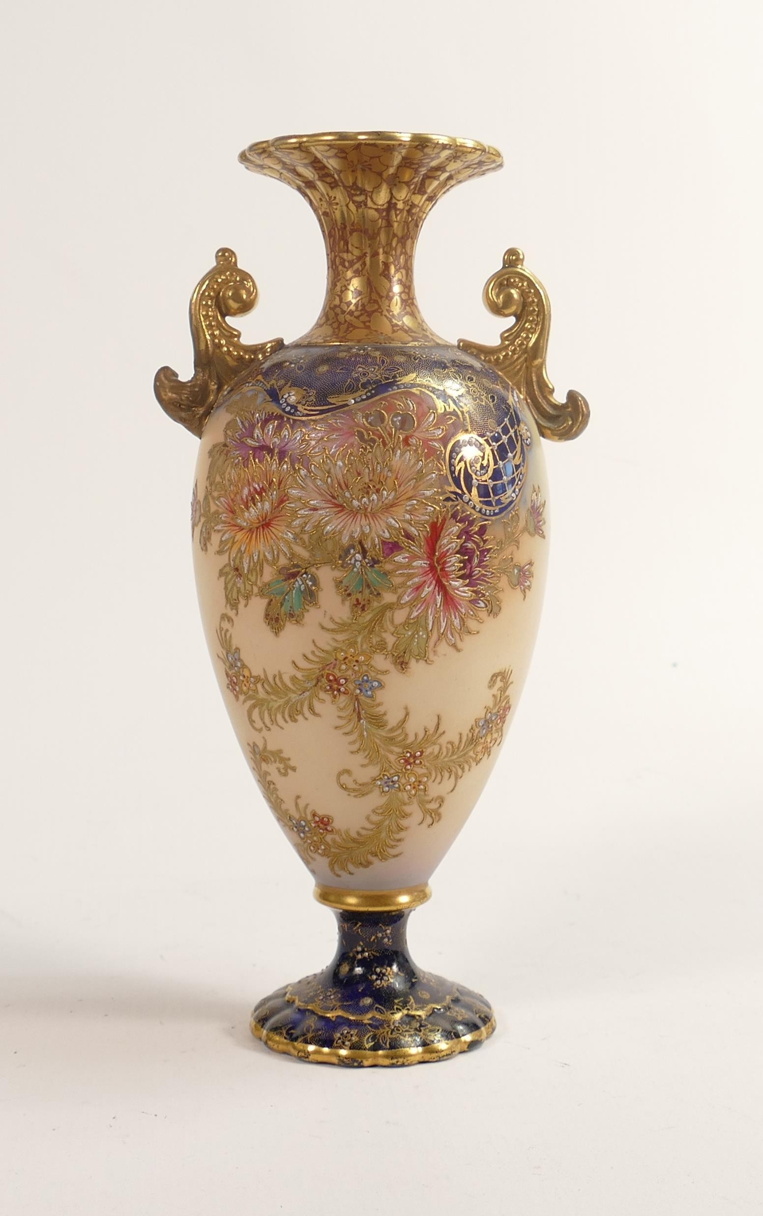 Robinson | Carlton Blush ware twin handled vase with floral ...