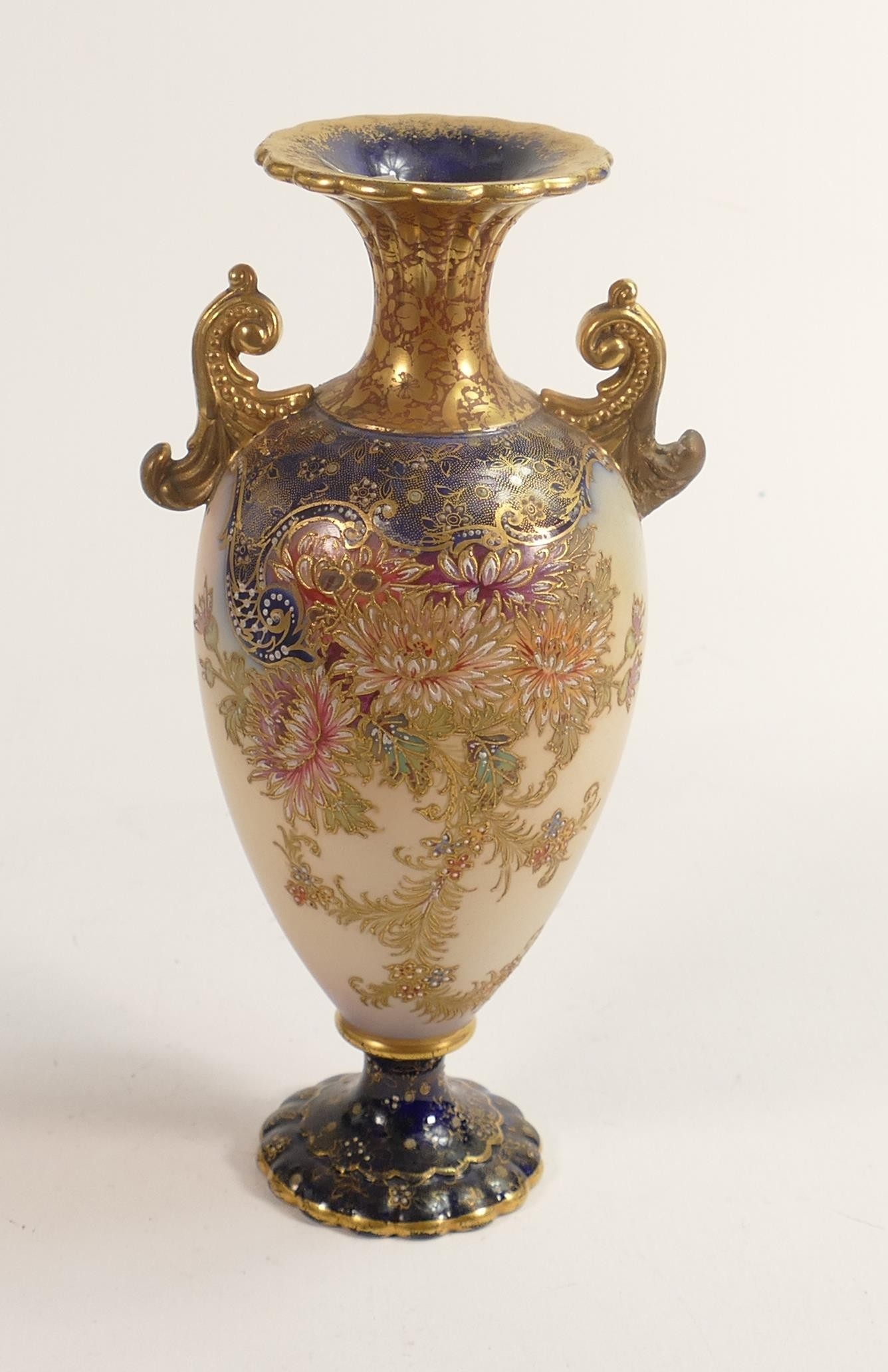 Robinson | Carlton Blush ware twin handled vase with floral ...