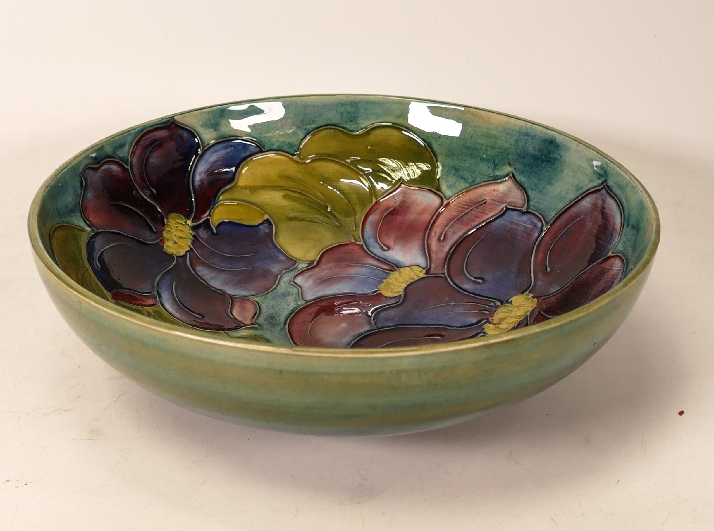 William Moorcroft | Moorcroft Clematis bowl on a faded green / blue ...