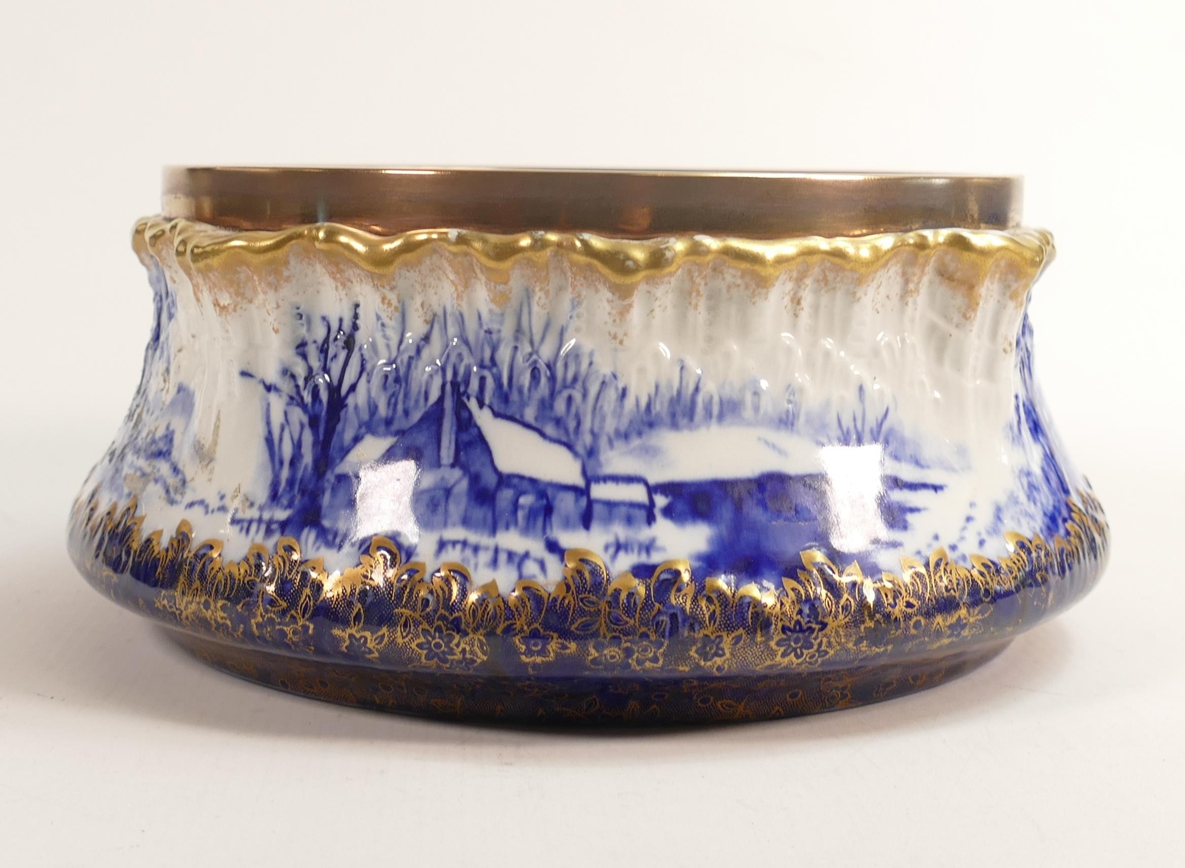 Robinson | Carlton Blush ware metal mounted fruit bowl with blue ...