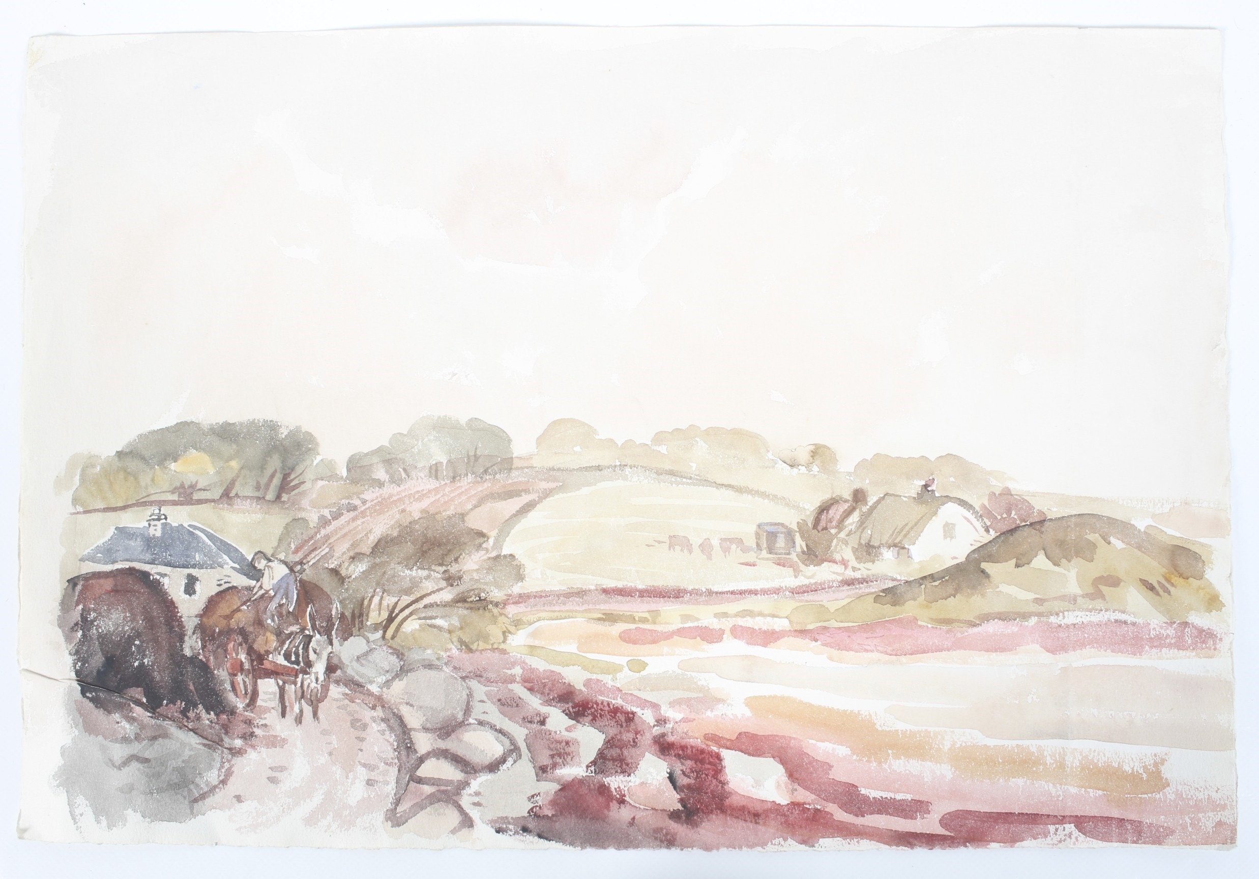 Reg Gammon | Unloading a laden horse and cart in a rural landscape ...