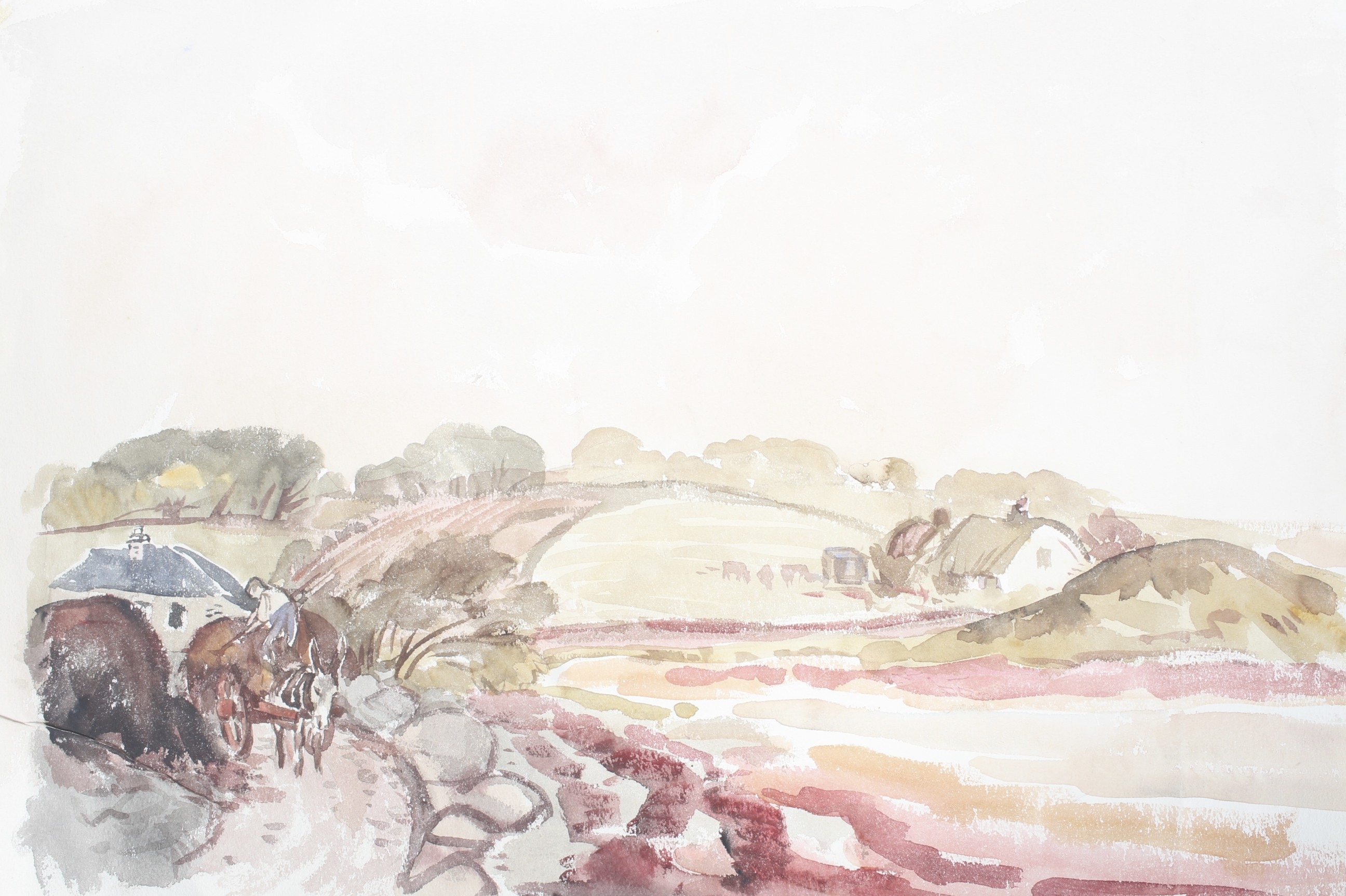 Reg Gammon | Unloading a laden horse and cart in a rural landscape ...