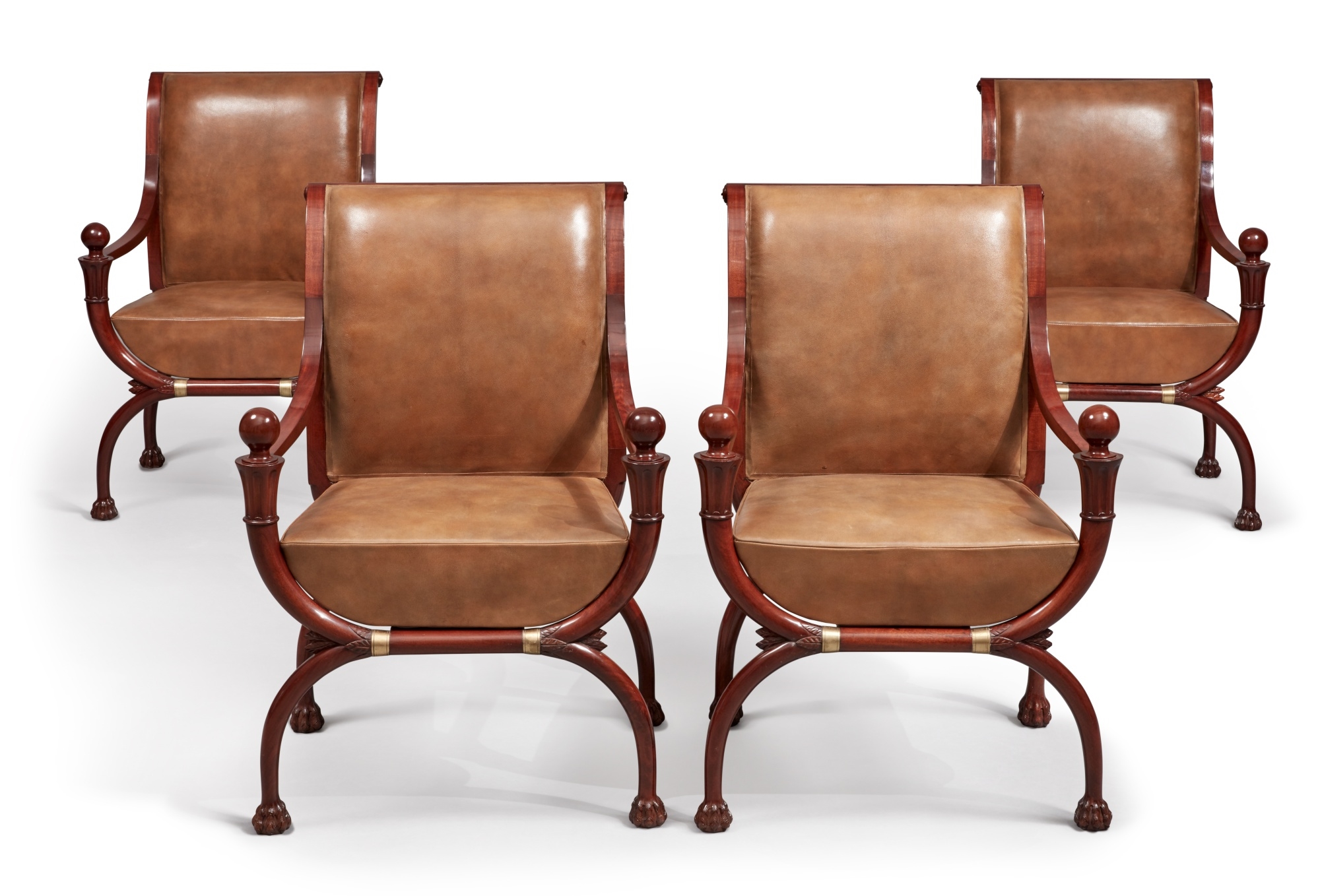 Charles Percier | A Set of Four Directoire Mahogany Fauteuils en Curule ...