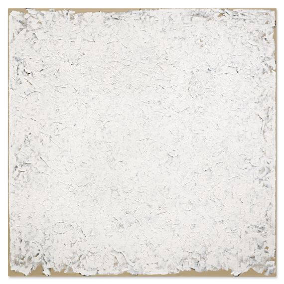 Robert Ryman | Painting measuring 10¾ x 11 with white and green shapes ...