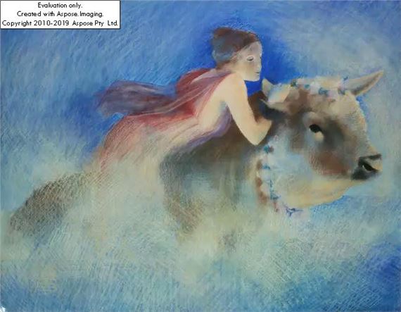 Adrian George | British 1944-2021 - Girl with bull (1985) | MutualArt
