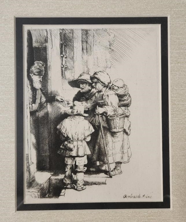 Rembrandt van Rijn | Peasant Receiving Alms at the Door of a House ...