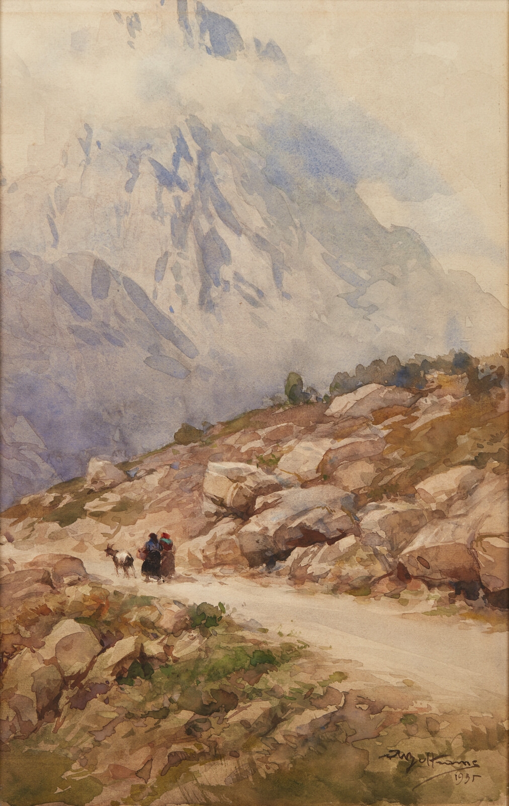 Achille Beltrame | On the mountain road | MutualArt