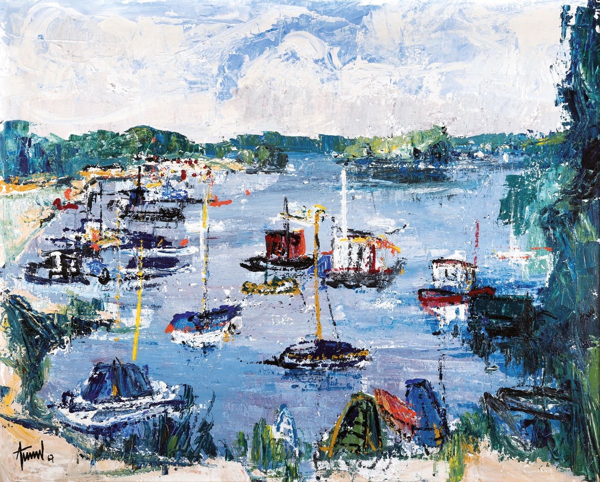 Georg Günther Zeuner | ships on a lake | MutualArt