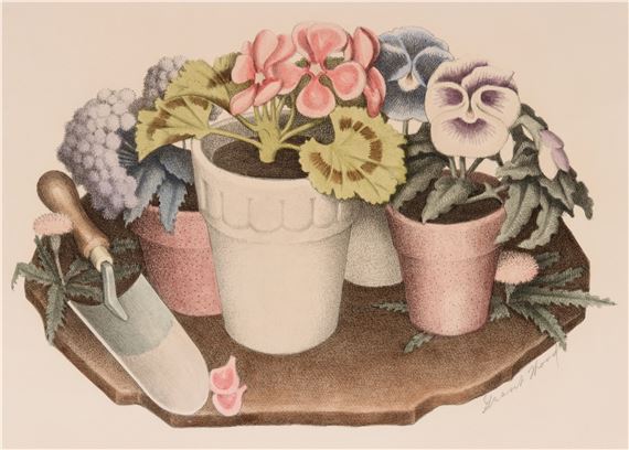 Grant Wood | Tame Flowers (1938 - 1939) | MutualArt