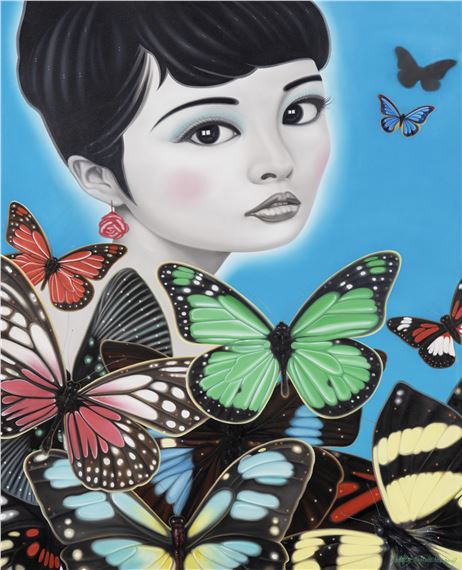 Jiang Heng | Woman with Butterflies (2007) | MutualArt