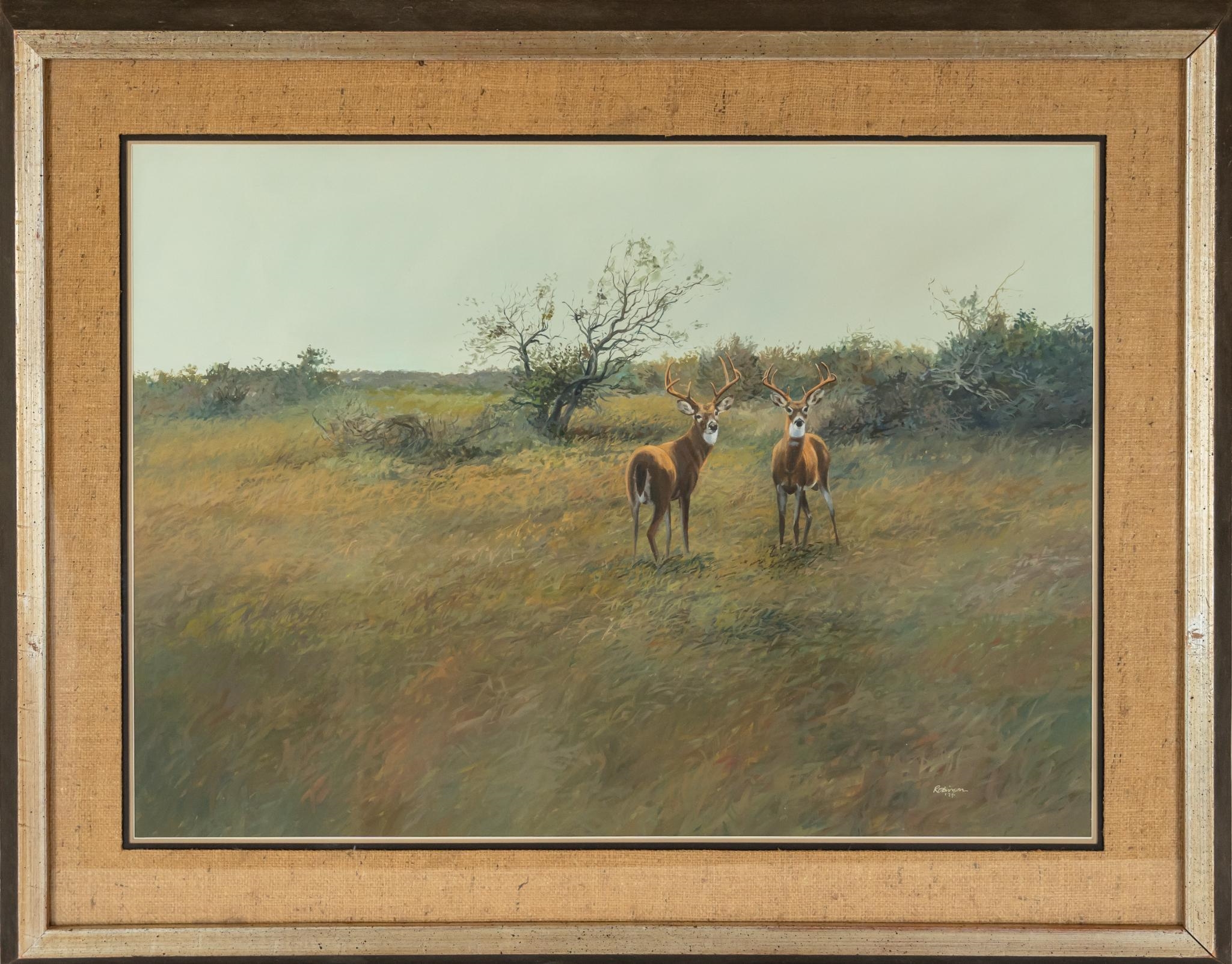 James Robinson | Two bucks in field, 1974 (1974) | MutualArt