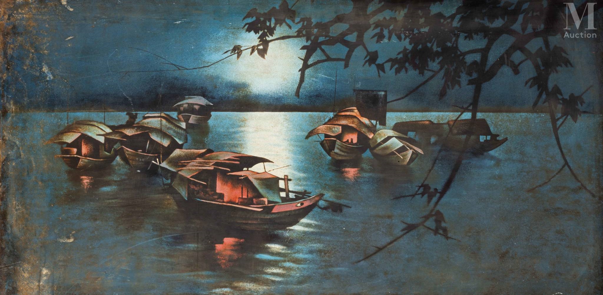 Vietnamese School, 20th Century | Sampans sur la rivière | MutualArt