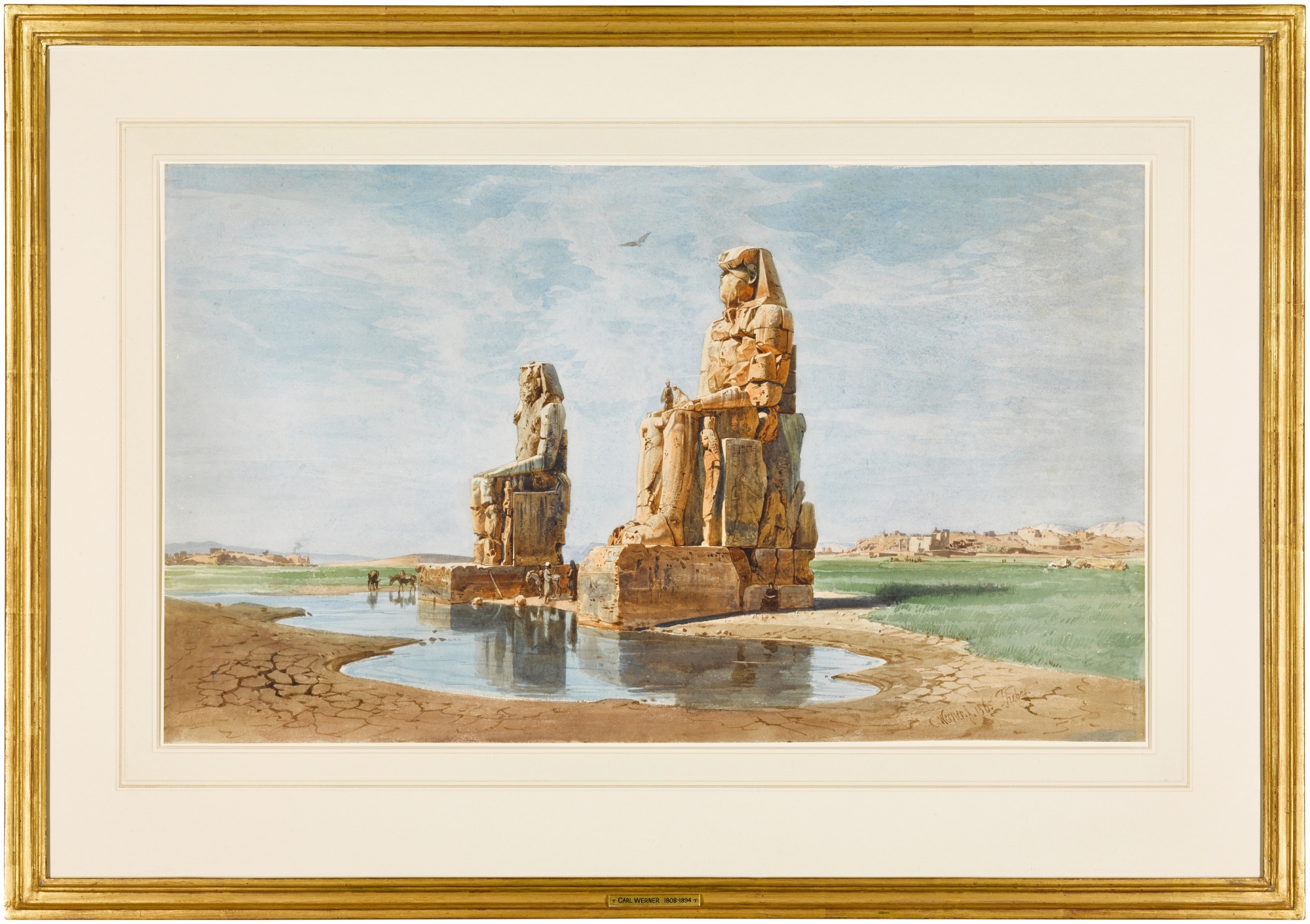 Carl Werner | View of the Colossi of Memnon, Thebes (1865) | MutualArt