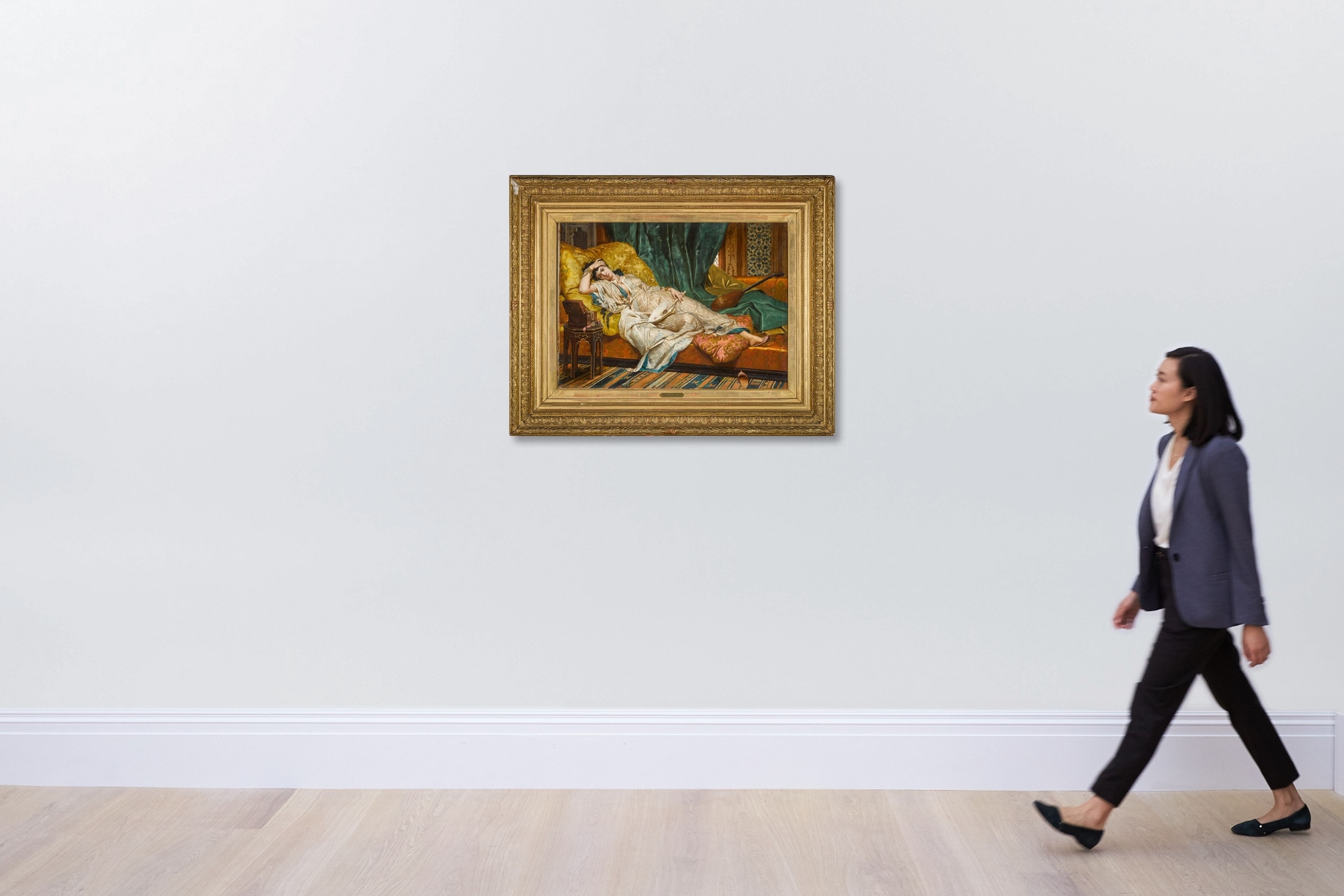 Hippolyte-Dominique Berteaux | Odalisque with fan (1876) | MutualArt