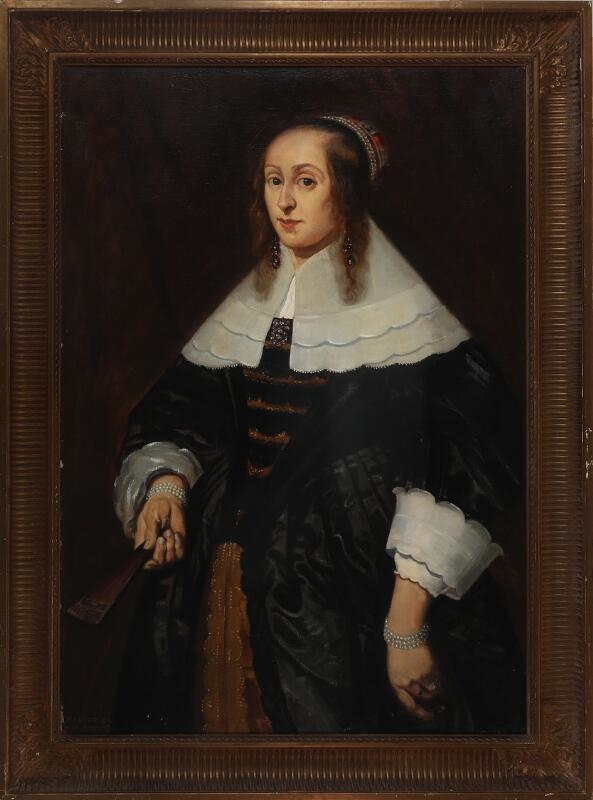 Bartholomeus van der Helst | Portrait of a Lady in Black Satin with a ...