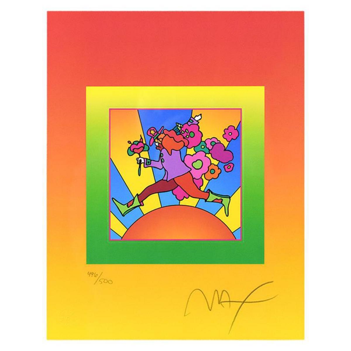 Peter Max | Flower Jumper Over Sunrise on Blends II | MutualArt