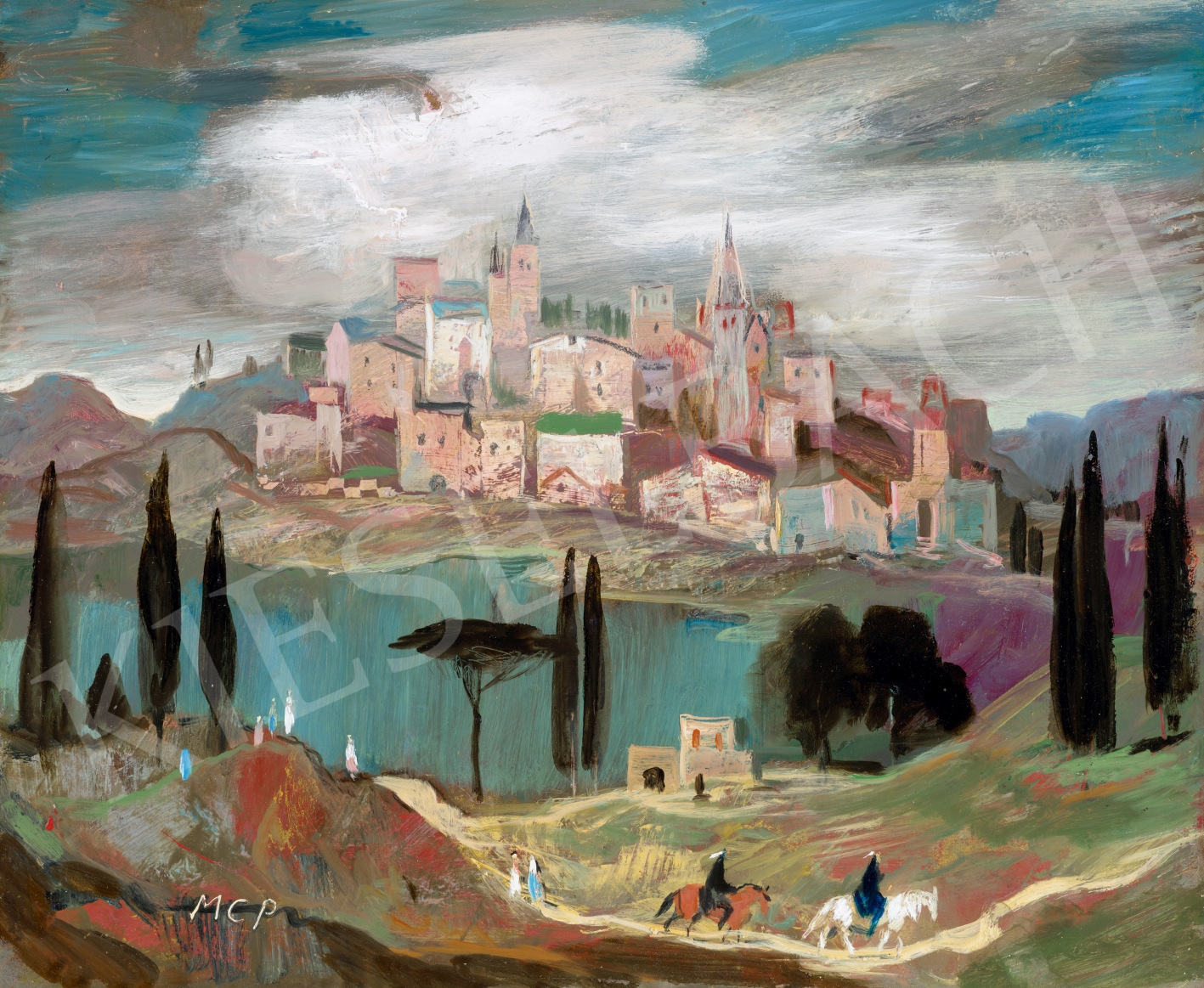C. Pál Molnár | Italian Landscape with Riders | MutualArt
