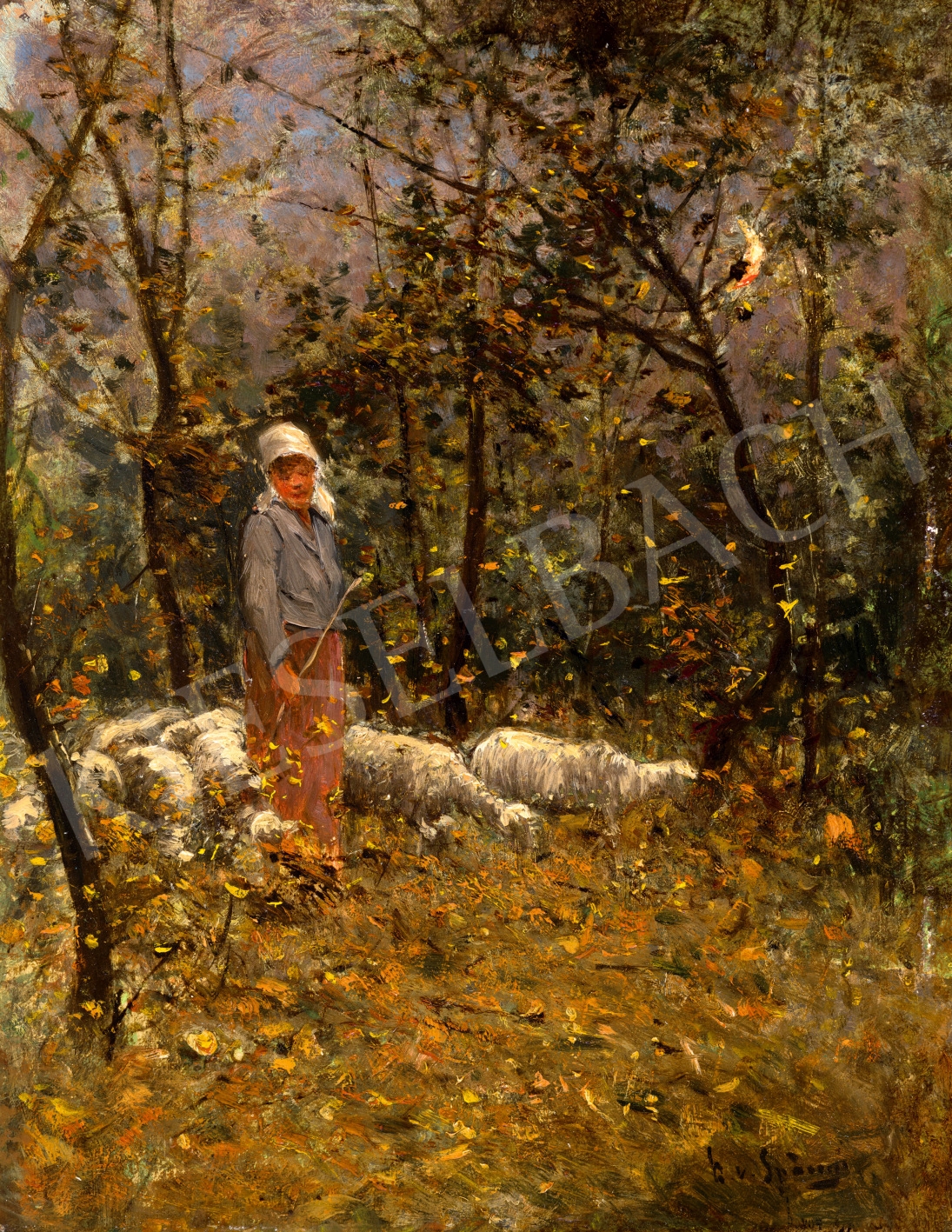Béla Spányi | Shepherdess by Moonlight | MutualArt