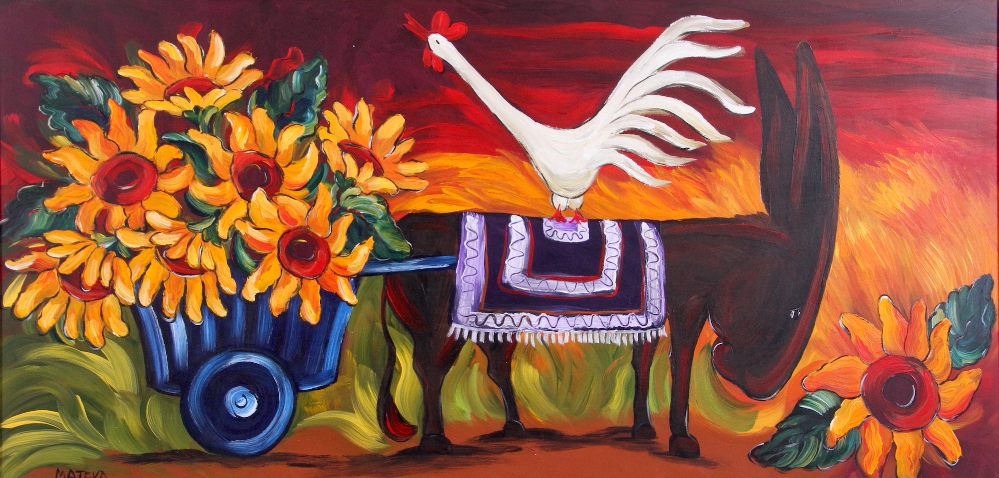 Mateka | DONKEY CART WITH SUNFLOWERS | MutualArt