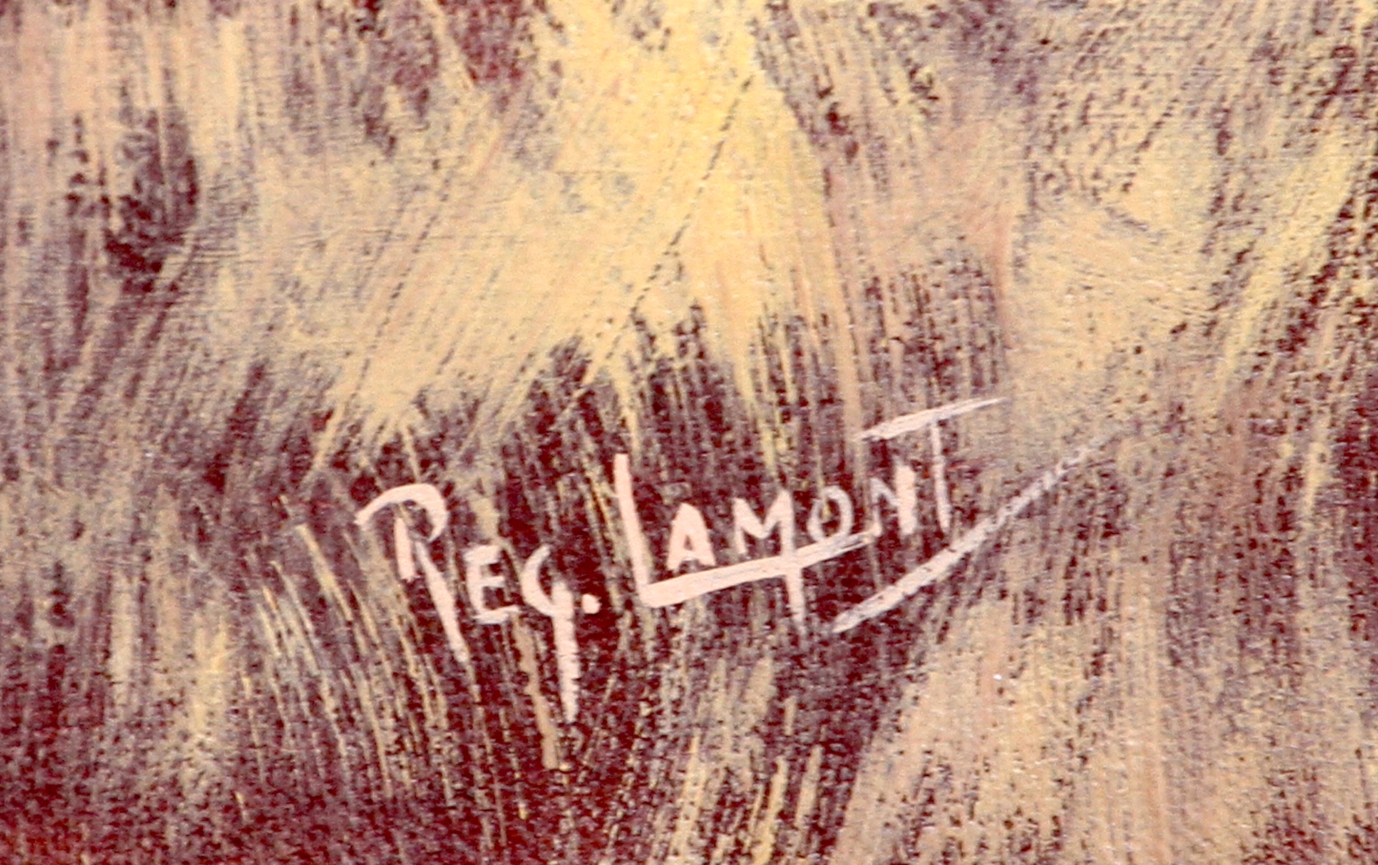 Reg Lamont | FARMHOUSE IN A MOUNTANOUS LANDSCAPE | MutualArt